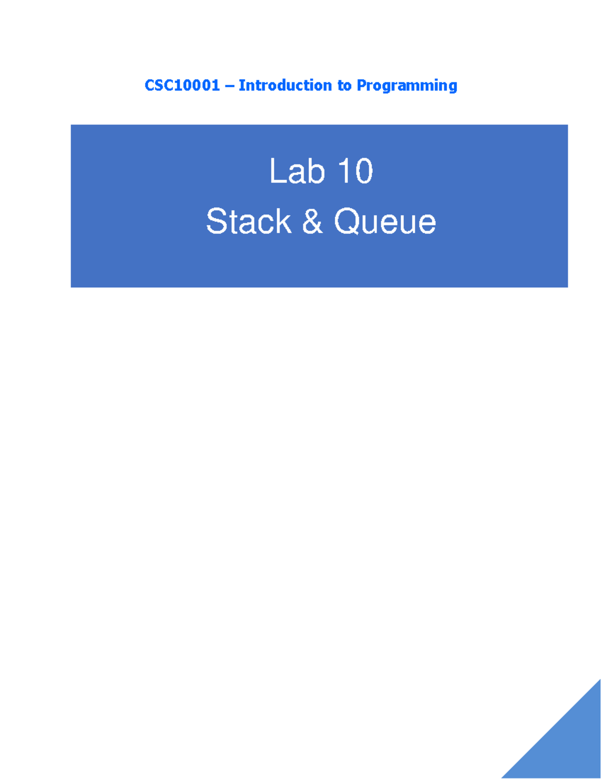 CSC10001 - Lab 10: Exploring Stack and Queue Implementations - Studocu