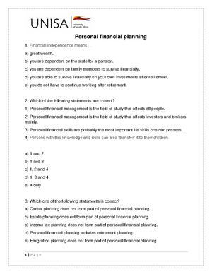 FIN2602 mnf303 8 notes 1 - Learning outcomes STUDY UNIT 1- Personal ...