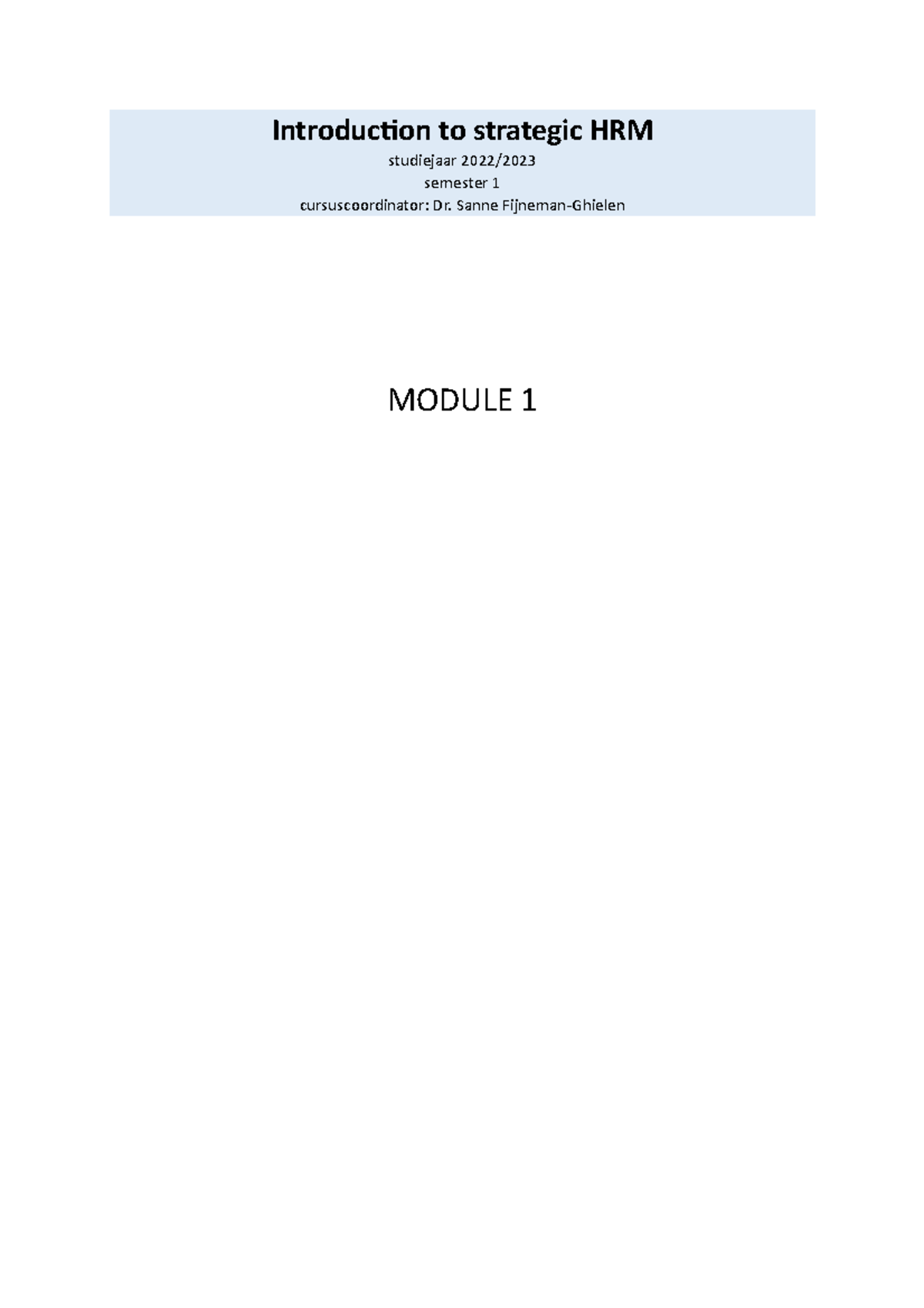 HRM 2022 Module 1 Lecture Notes: Introduction to Evidence-Based HRM ...