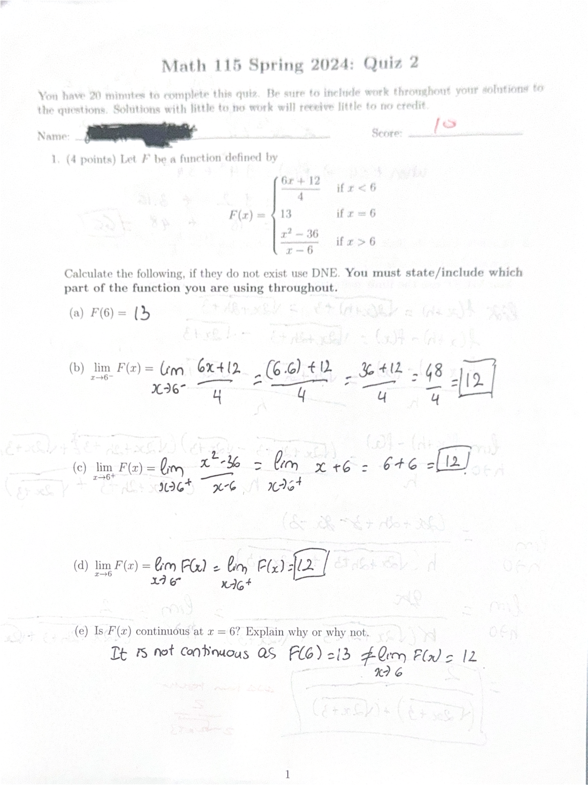 Math 115 Quiz 2 Review - Key Concepts and Limit Calculations - Studocu