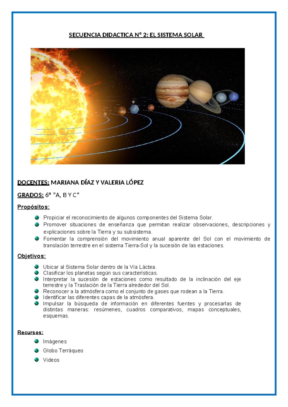 Secuencia Didáctica N° 2: Aprendiendo sobre el Sistema Solar - Studocu