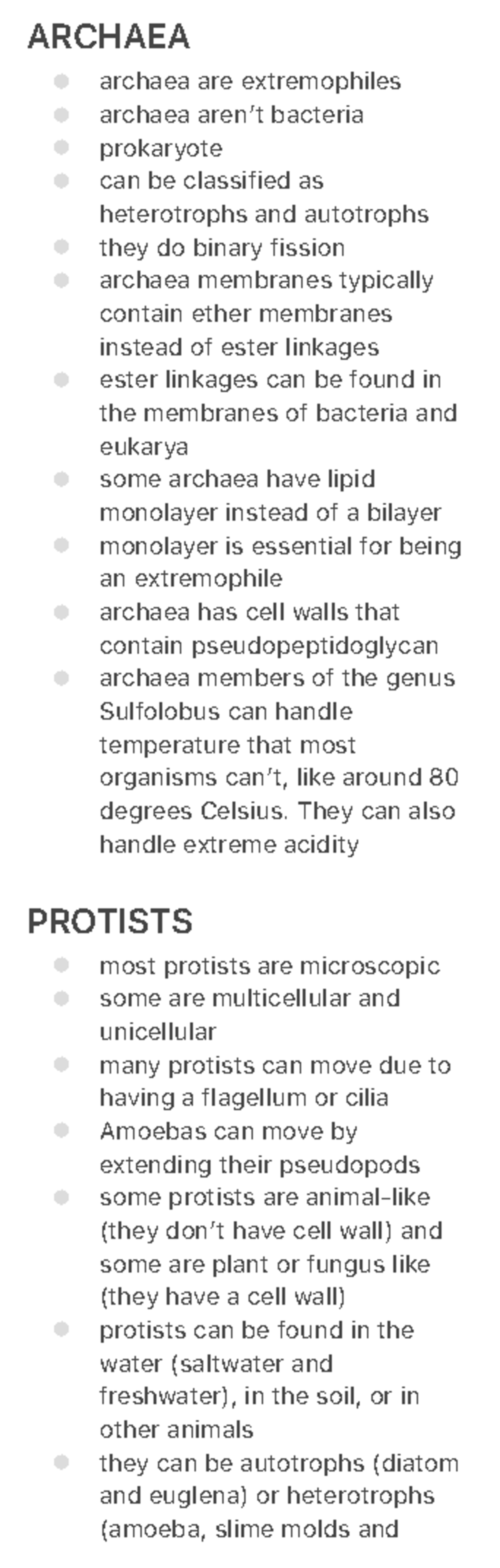 Biology 101 - Lesson Notes on Archaea, Protists, Fungi, & More - Studocu
