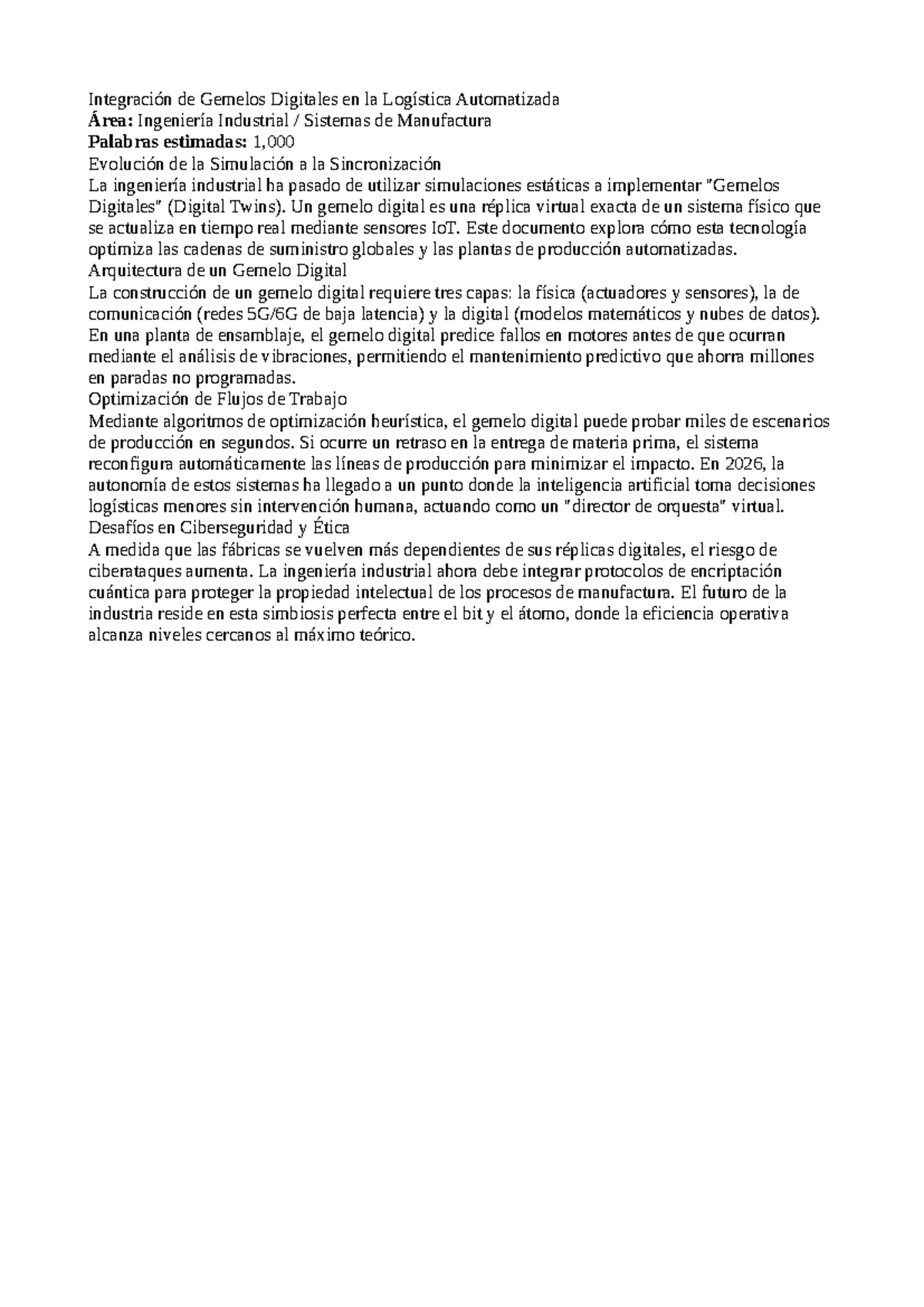 Integración de Gemelos Digitales en Logística Automatizada - II-2023 ...