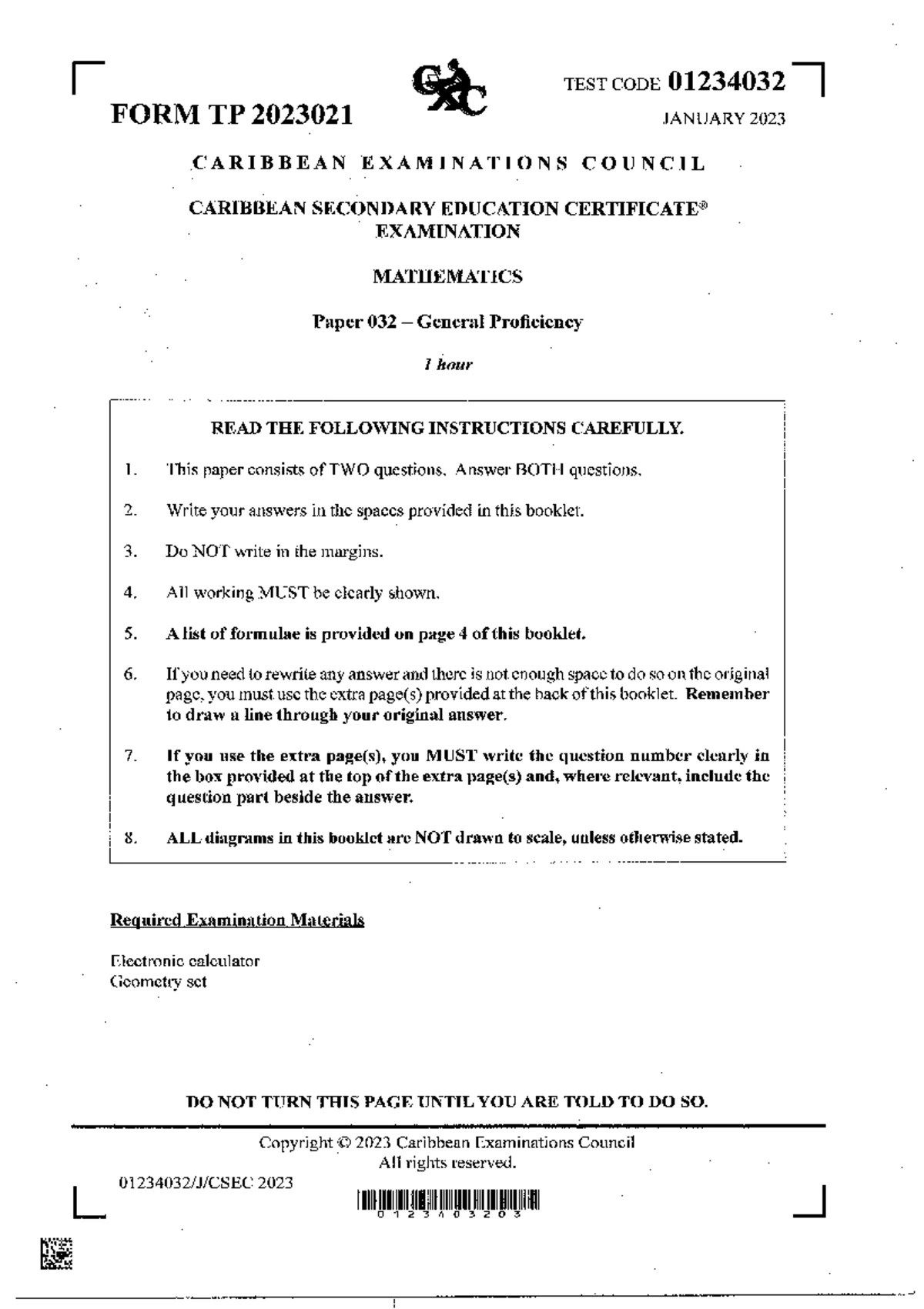 CSEC Maths P2 - January 2023 Solutions and Explanations - Studocu