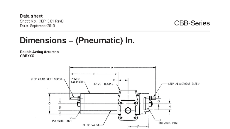CBB Pneumatic Actuators Dimensions Data Sheet No. CBPI 3.01-3.05 - Studocu