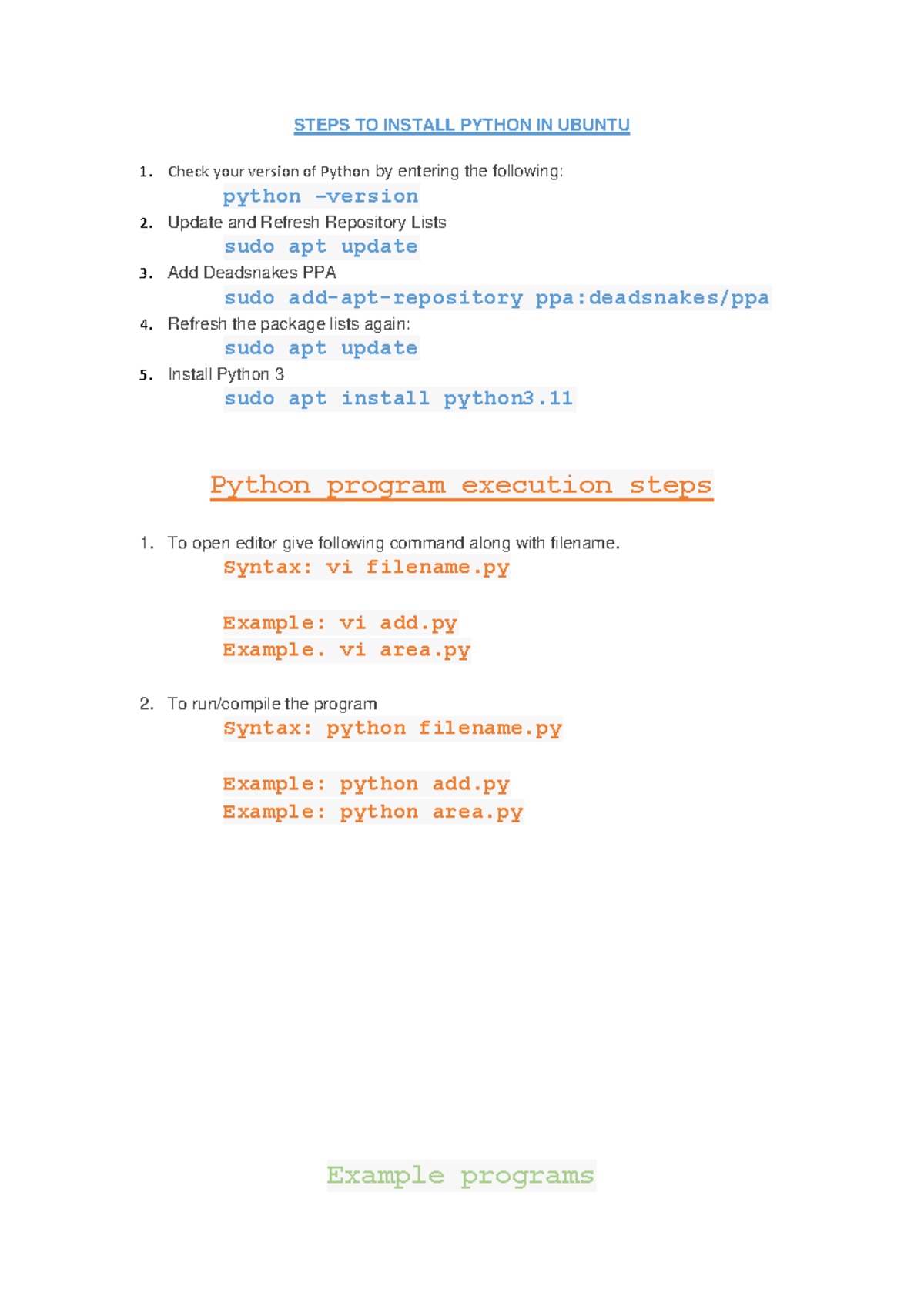 Python Practice Programs: Installation & Execution Steps in Ubuntu ...