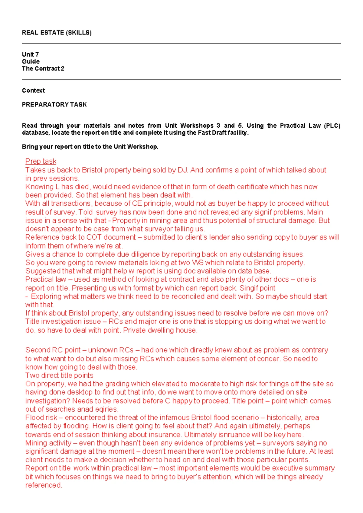 Real Estate - Unit 5 - Searches and Enquiries 2 - All tasks - Fin ...