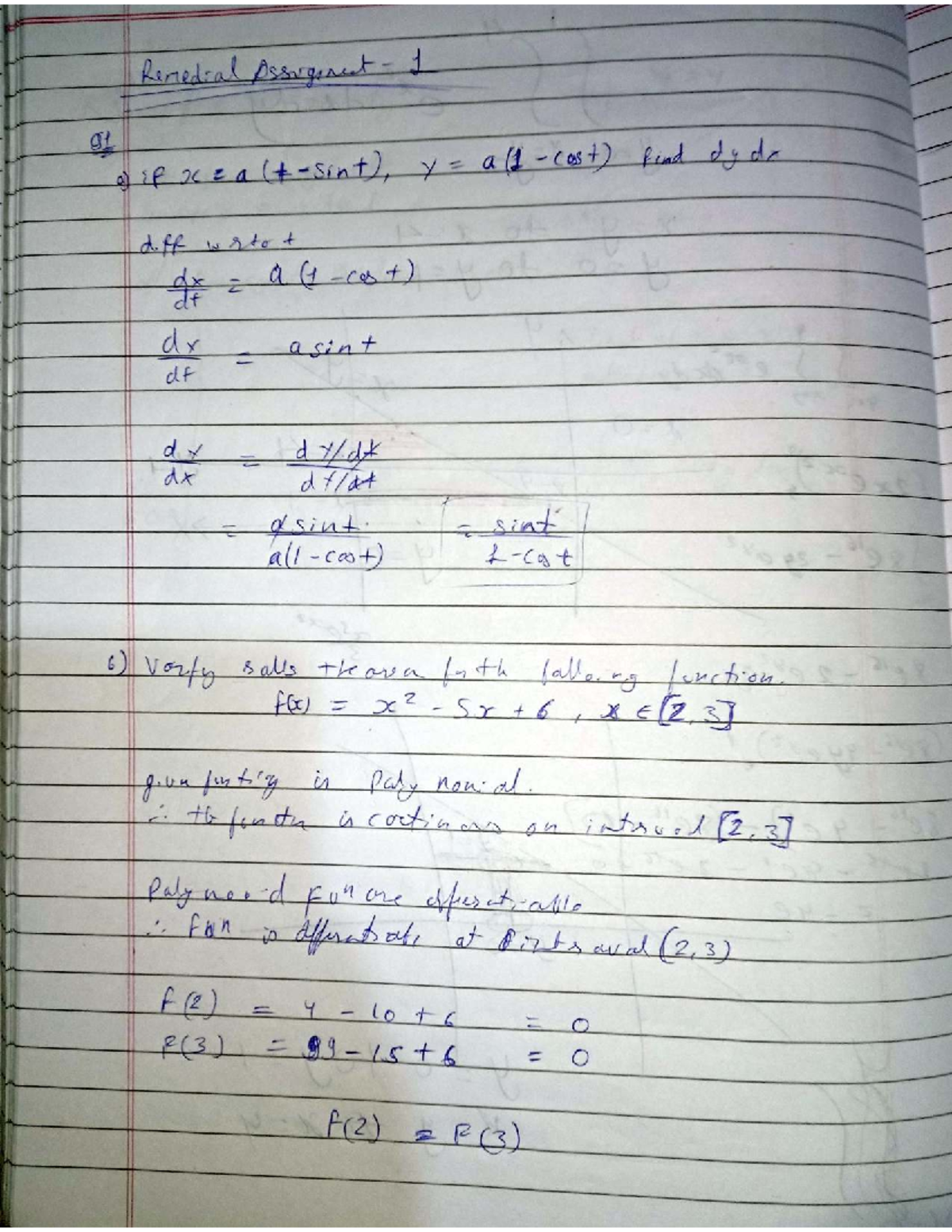MATH 101: Remedial Assignment 1 on Functions and Derivatives - Studocu