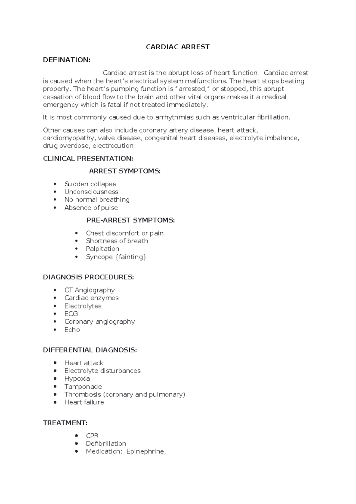Cardiac Arrest - Basic Notes on Definition, Symptoms, and Treatment ...
