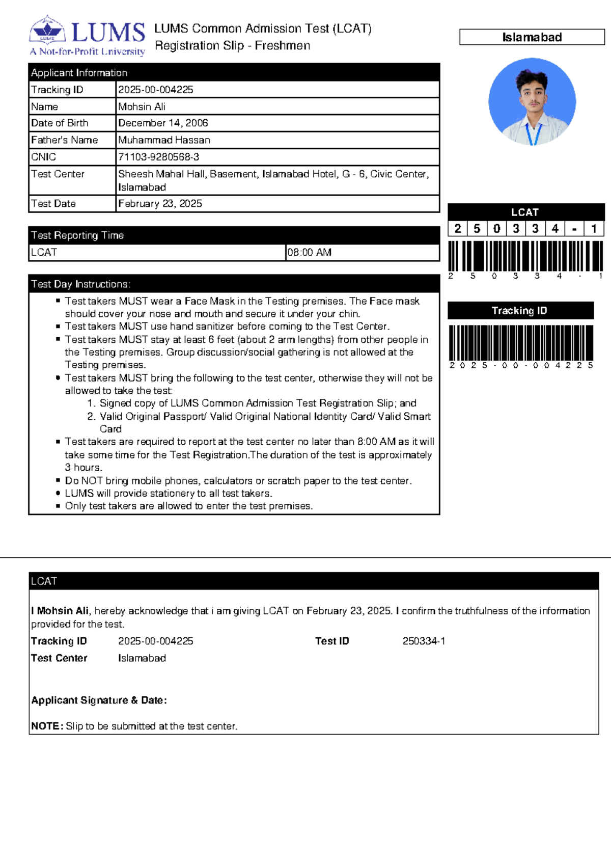 Lcat - LUMS SAMPLE PAPER - LUMS Common Admission Test (LCAT ...