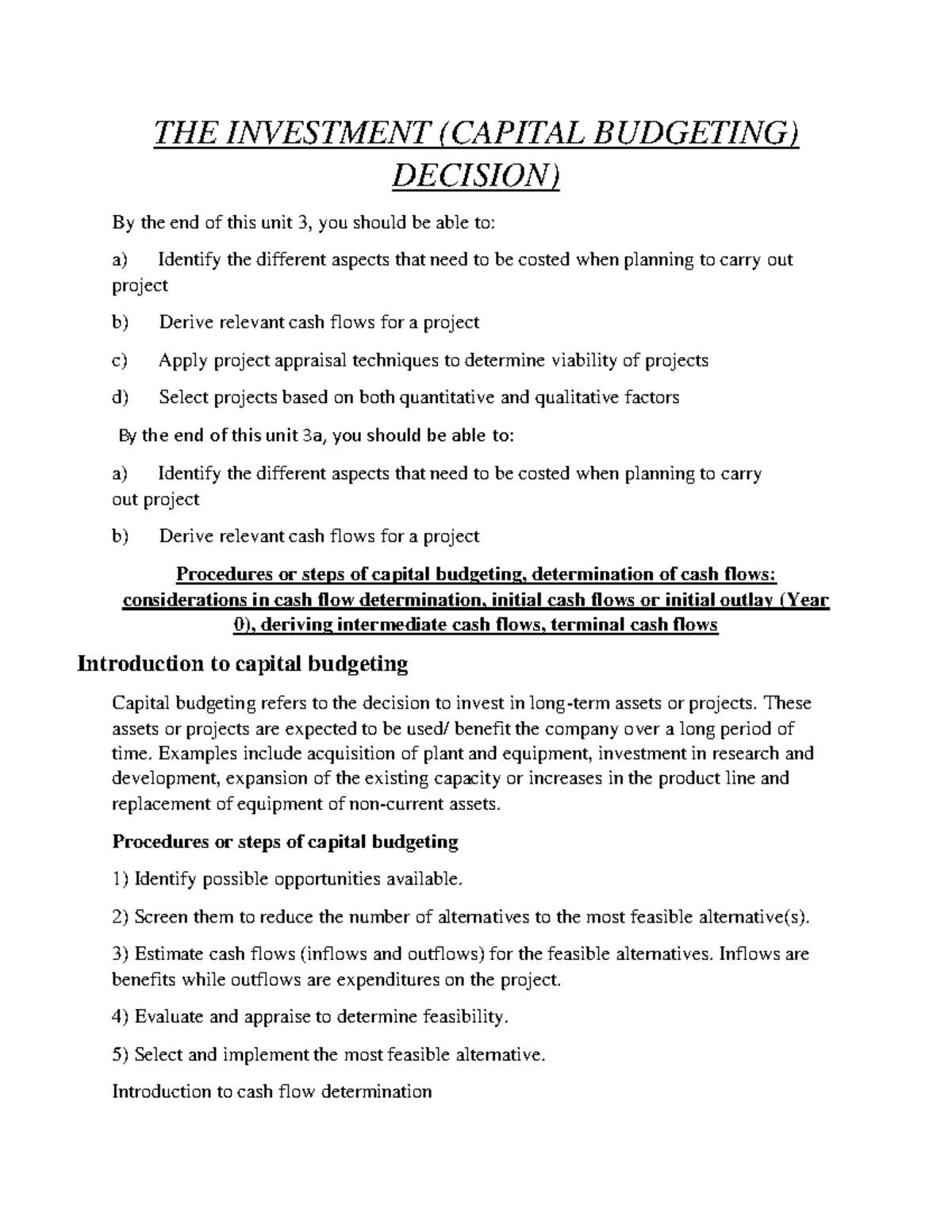 03 Capital Budgeting: Understanding Cash Flows & Project Viability ...