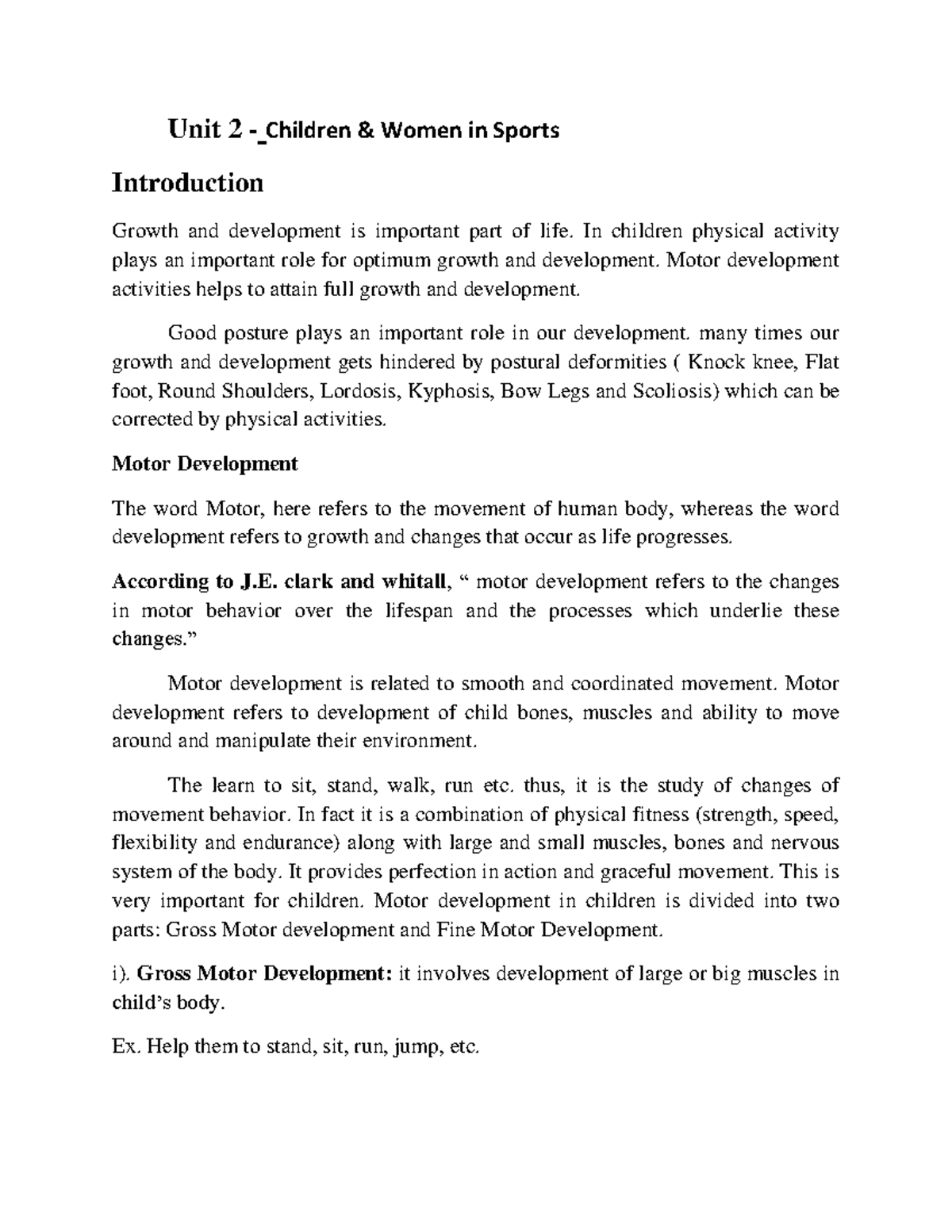 Children and women in sports XII - Unit 2 - Children & Women in Sports ...