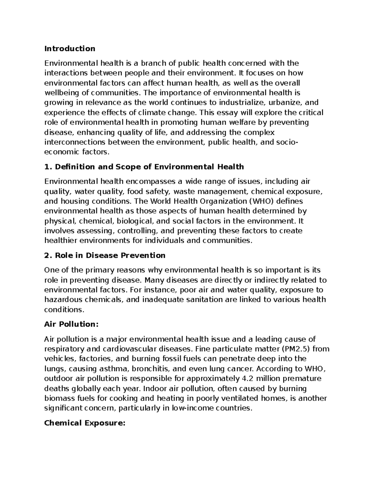 Environmental Health: Key Insights and Impacts - 2 CHN Notes - Studocu