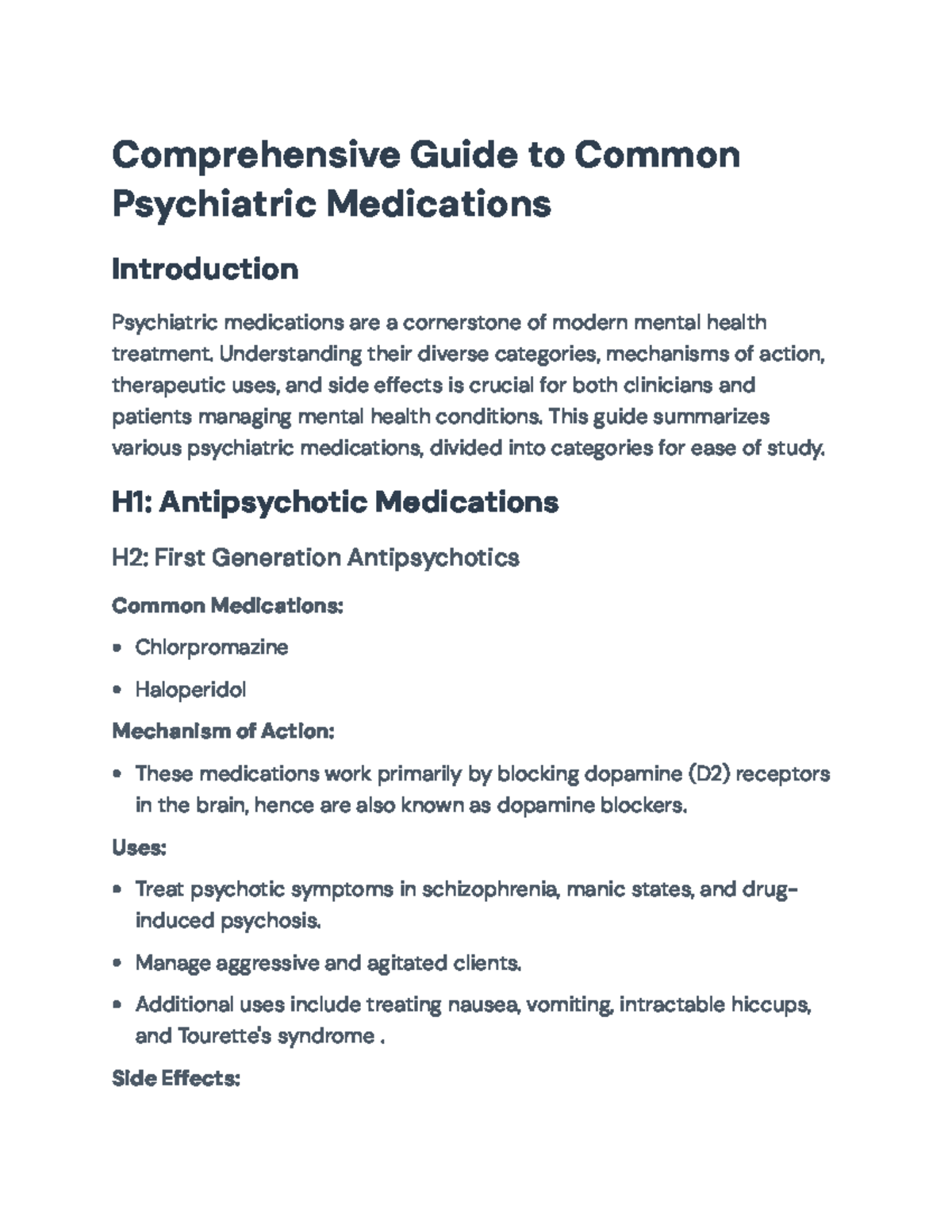 Comprehensive Guide to Common Psychiatric Medications and Their Uses ...