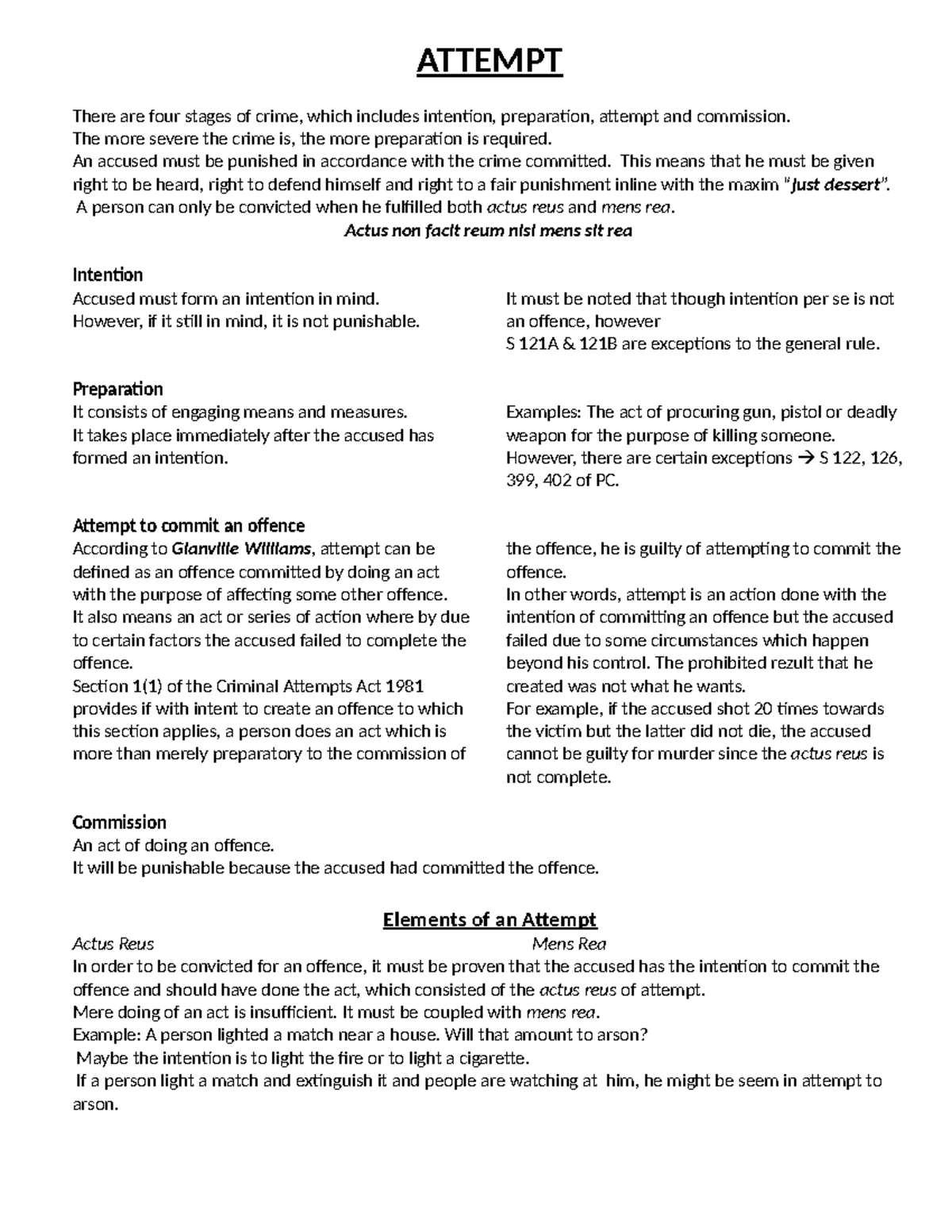 Criminal Law Case Study: Attempt (Topic 1) Analysis & Key Elements ...