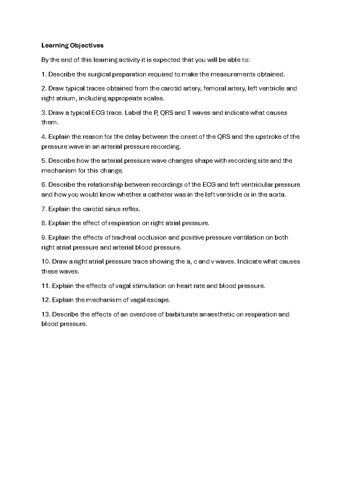 Mechanical and Electrical Heart Lab: Learning Objectives and Procedures ...