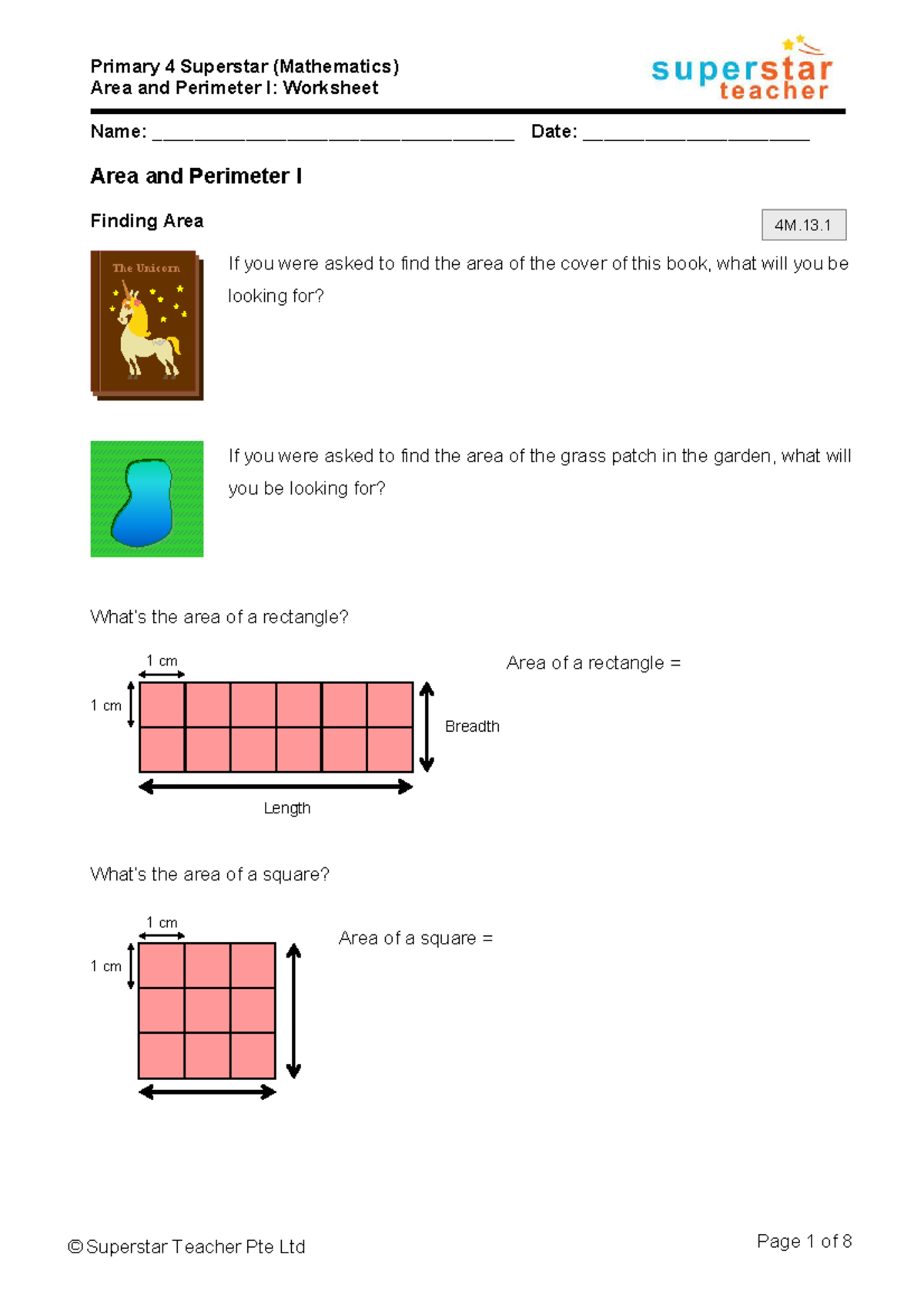 P4L13 Mathematics Worksheet: Area and Perimeter Concepts - Studocu