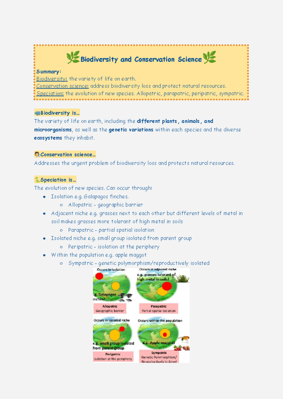 Biodiversity & Conservation Science Summary (ANIM 3) - Studocu