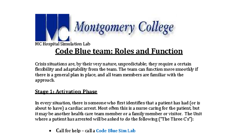 Code Blue Team Roles & Functions: An Overview for Healthcare Teams ...