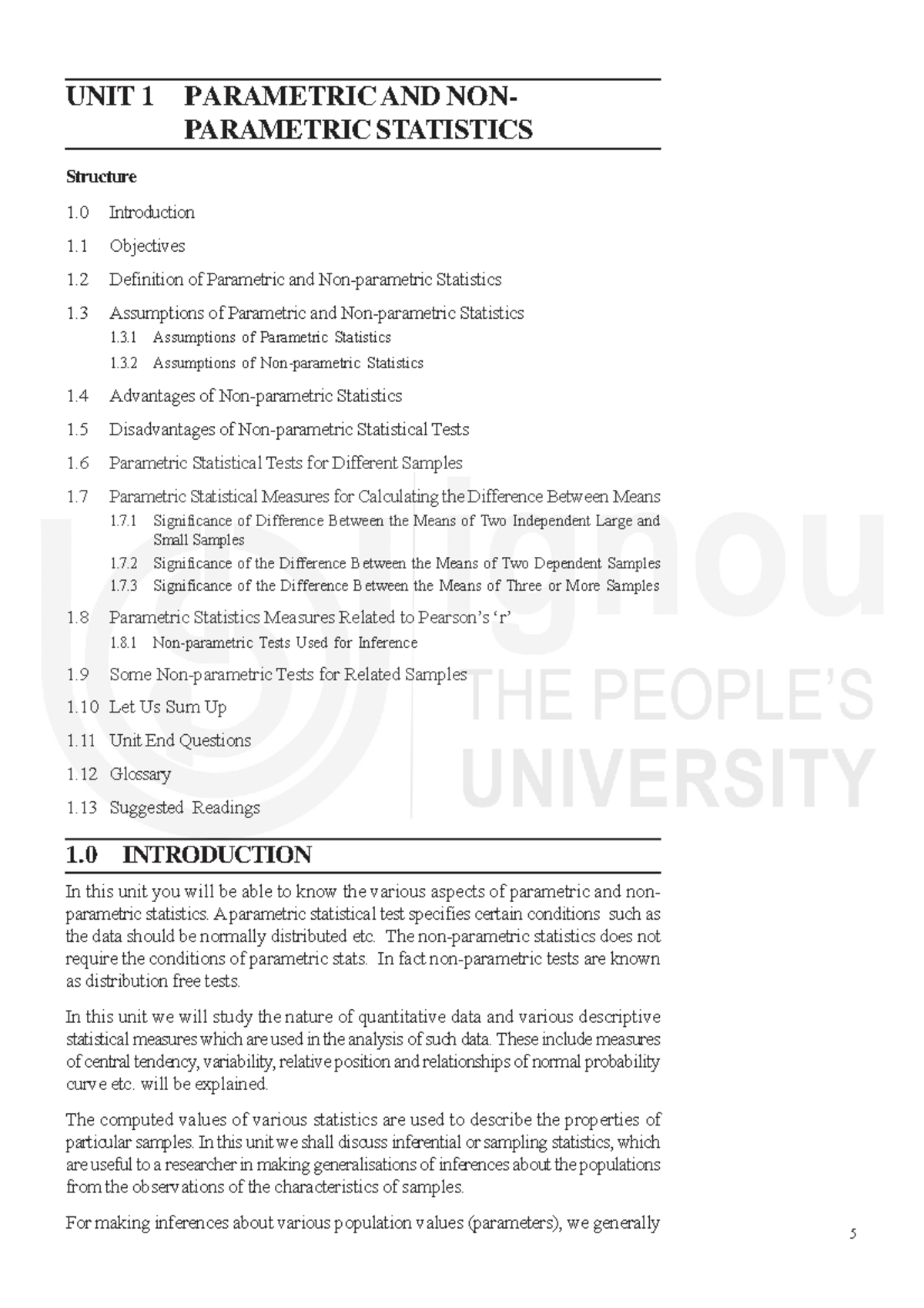 UNIT 1: PARAMETRIC AND NONPARAMETRIC STATISTICS - LECTURE NOTES - Studocu
