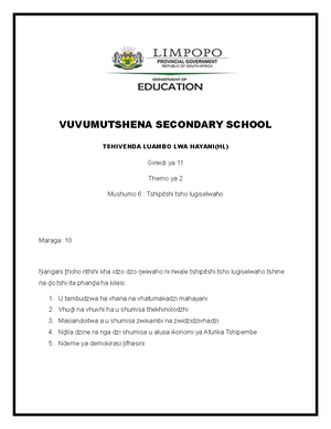 [Solved] Sengulusani ndila ine munwali ashumisa ngayo vhaanewa ...