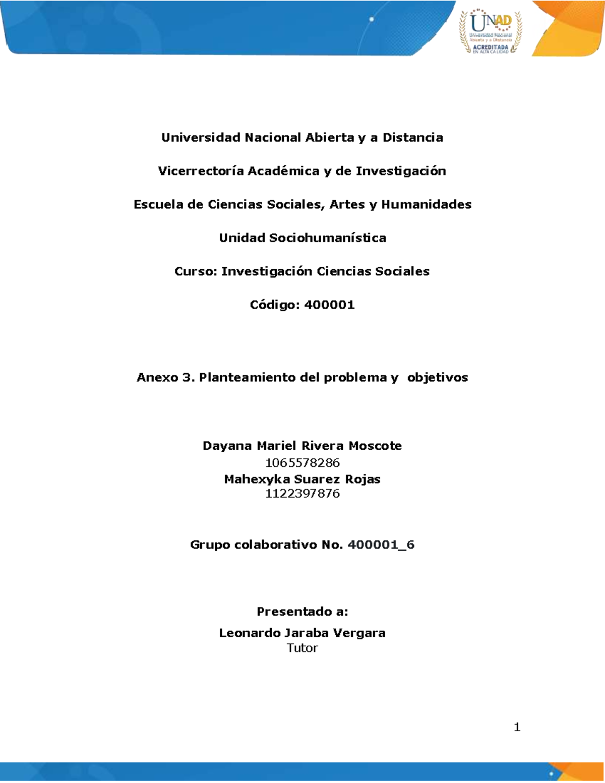 Anexo 3: Planteamiento del Problema y Objetivos - Cambio Climático en ...