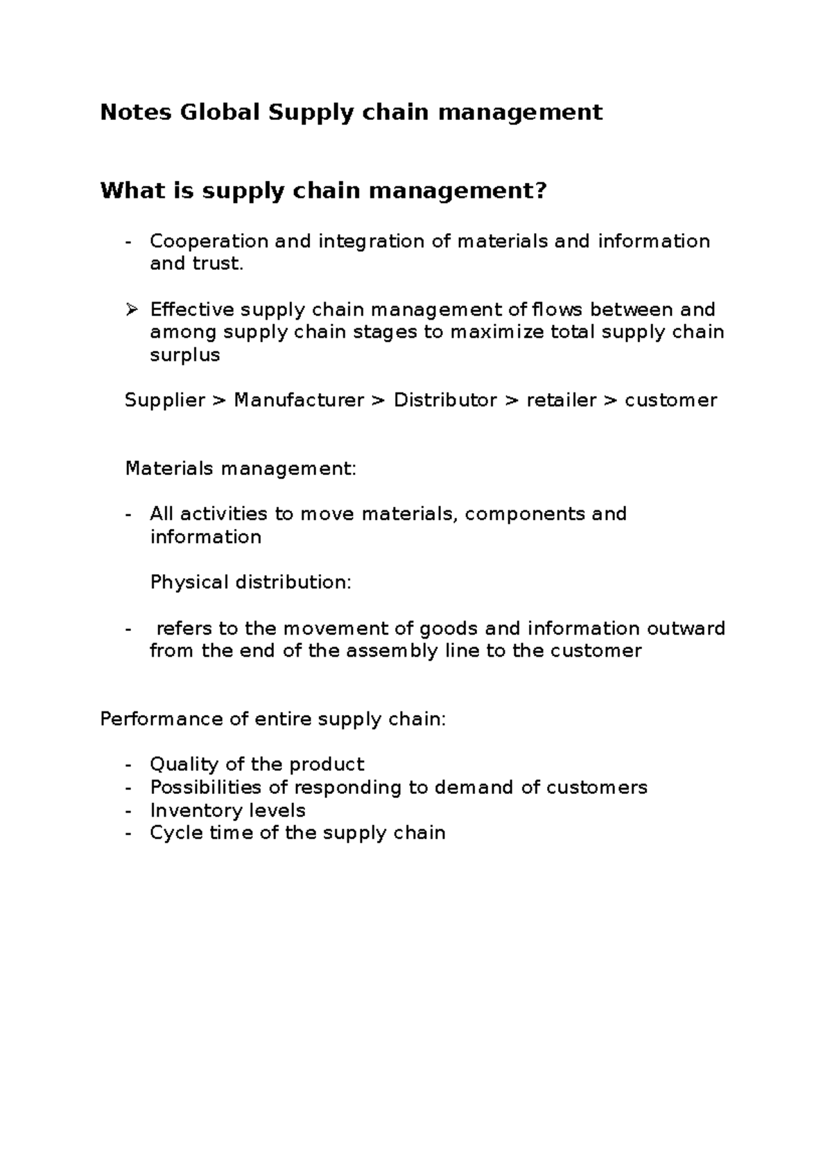 Global Supply Chain Management Notes: Key Concepts & Characteristics ...