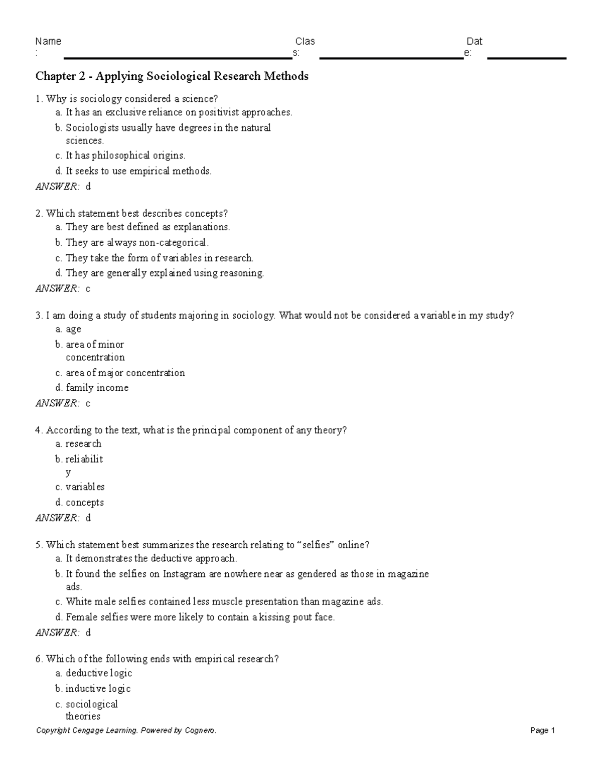 Chapter 2: Sociological Research Methods and Their Application - Studocu