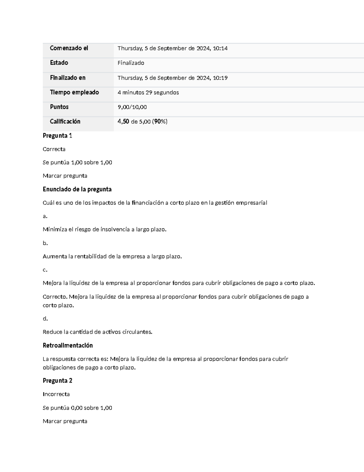 Parcial 2 - Finanzas Corporativas: Análisis de Preguntas y Respuestas - Studocu