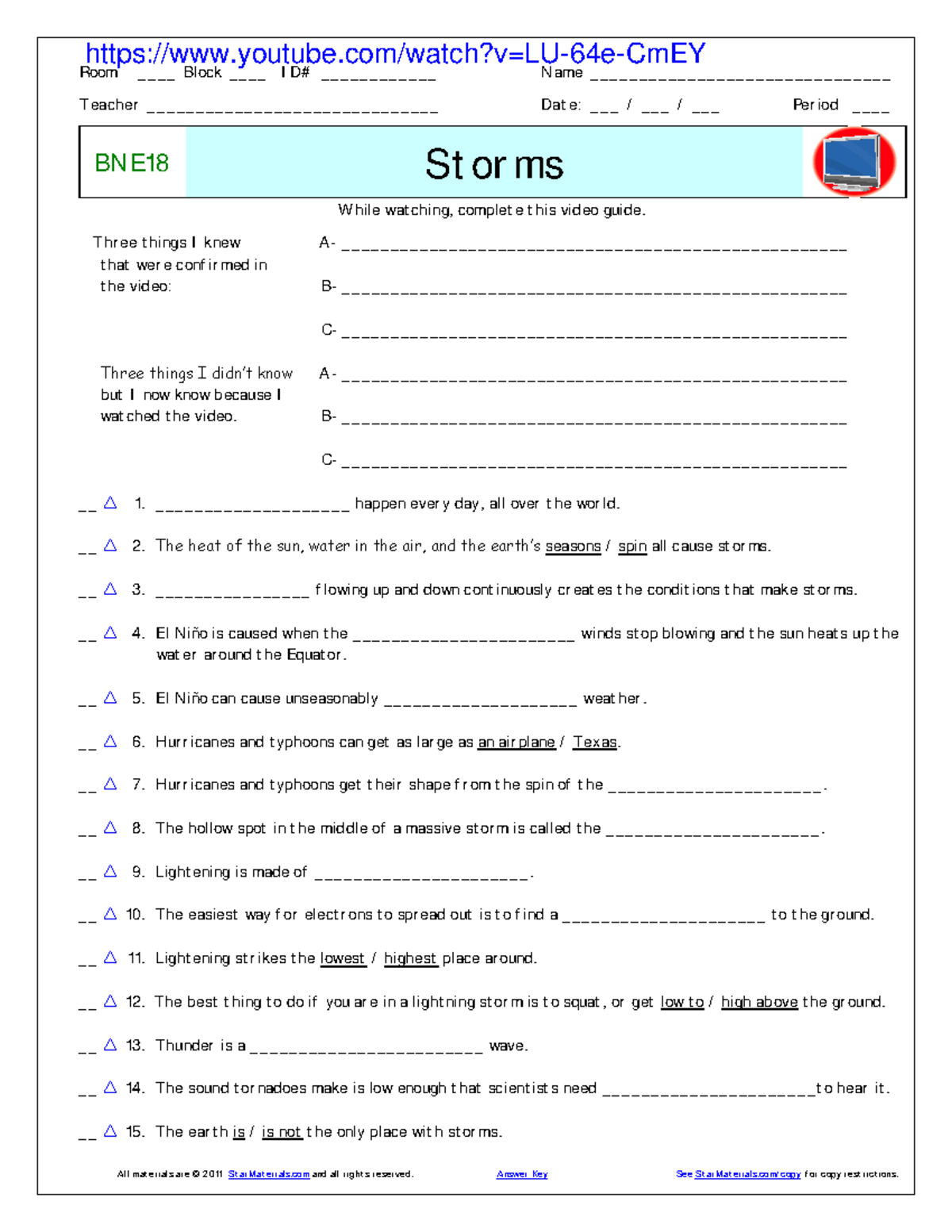 Bill nye storms viewing guide-3 - Room ____ Block ____ ID ...