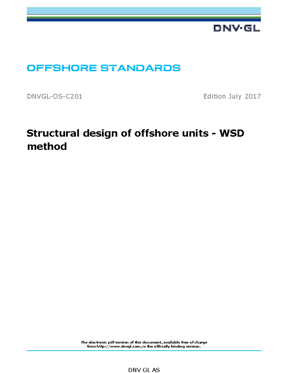 DNV GL Offshore Standards: Structural Design of Units (WSD) 2017 - Studocu
