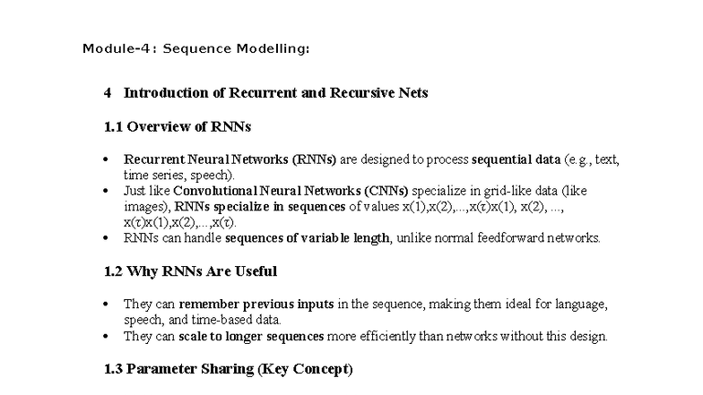 Module 4 Sequence Modelling Introduction To Rnns And Their