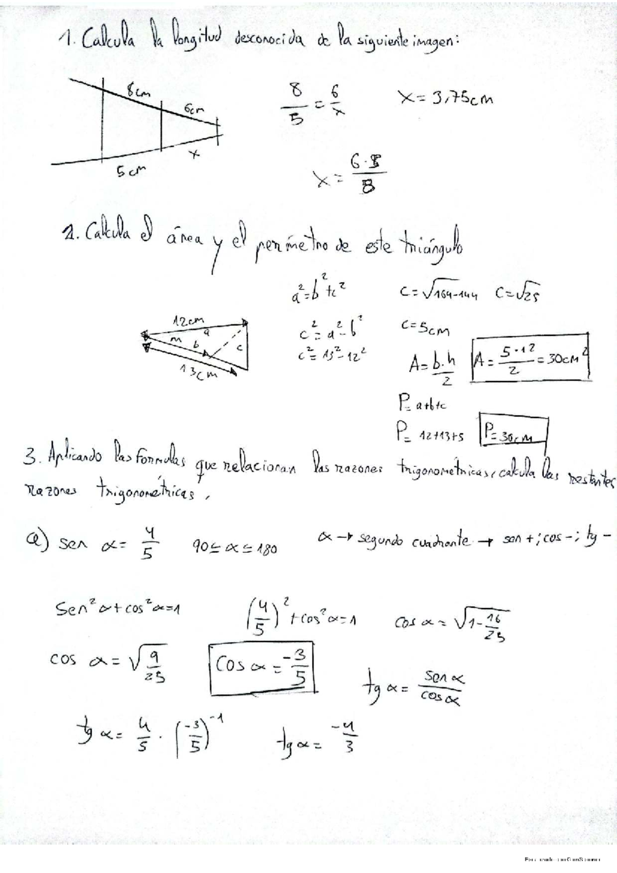 Práctica 02-05: Ejercicios Resueltos de Trigonometría y Semejanza - Studocu