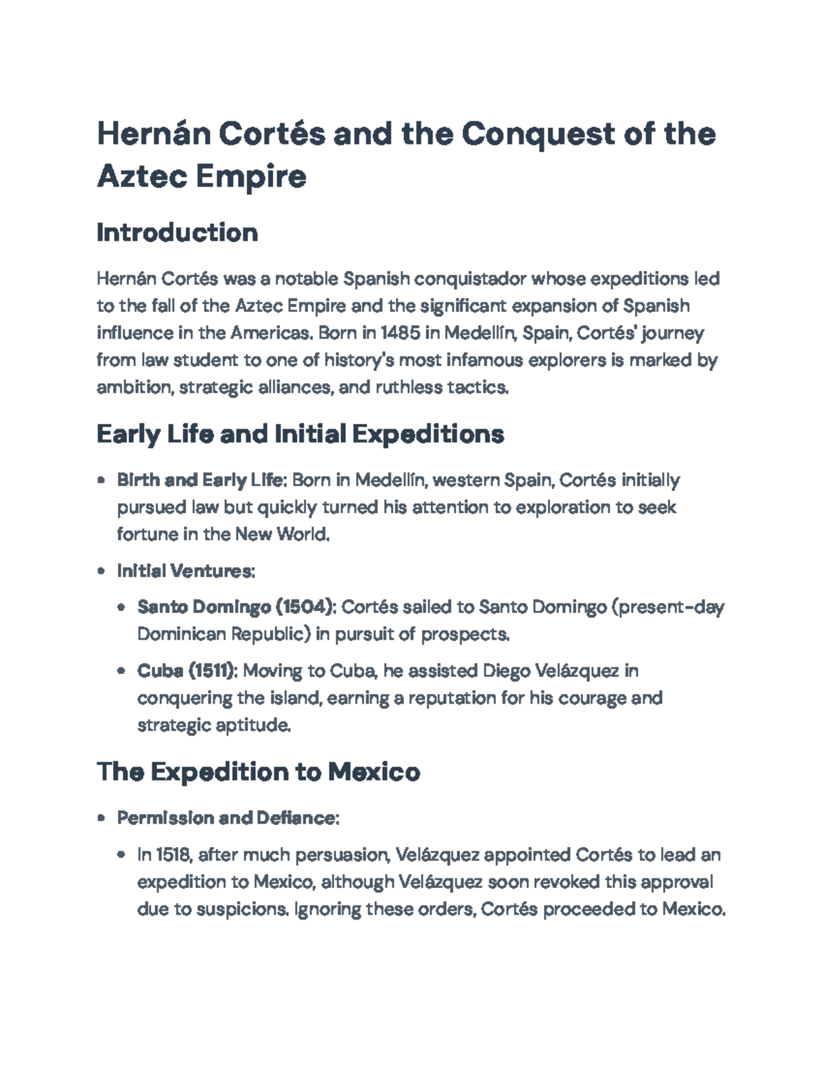 Hernán Cortés: The Conquest of the Aztec Empire - A Historical Overview ...