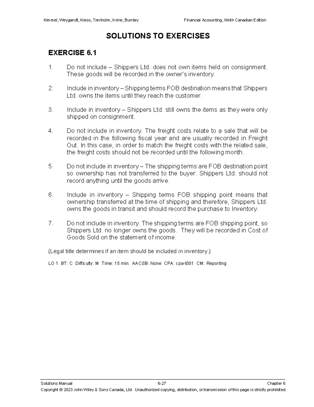 Chapter 6 Exercise Solutions: Inventory Accounting and Analysis - Studocu