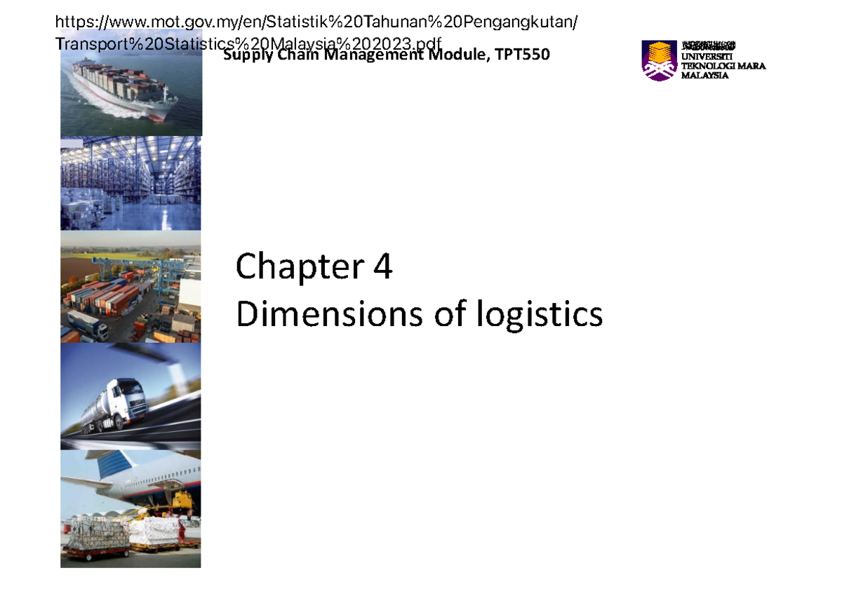 Chapter 4 - GGG - Chapter 4 Dimensions of logistics Supply Chain ...