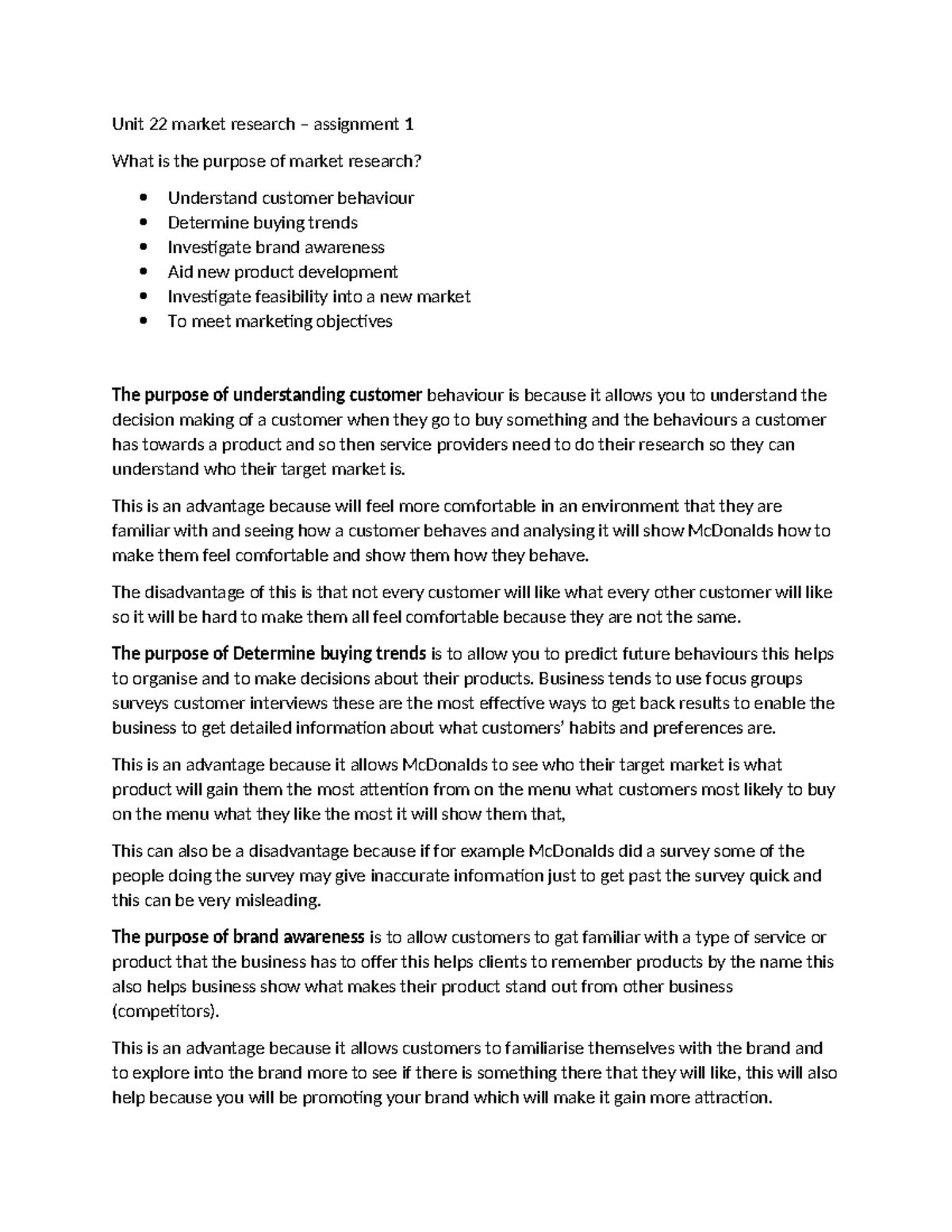Assignment 1 marketing resub - Unit 22 market research – assignment 1 ...