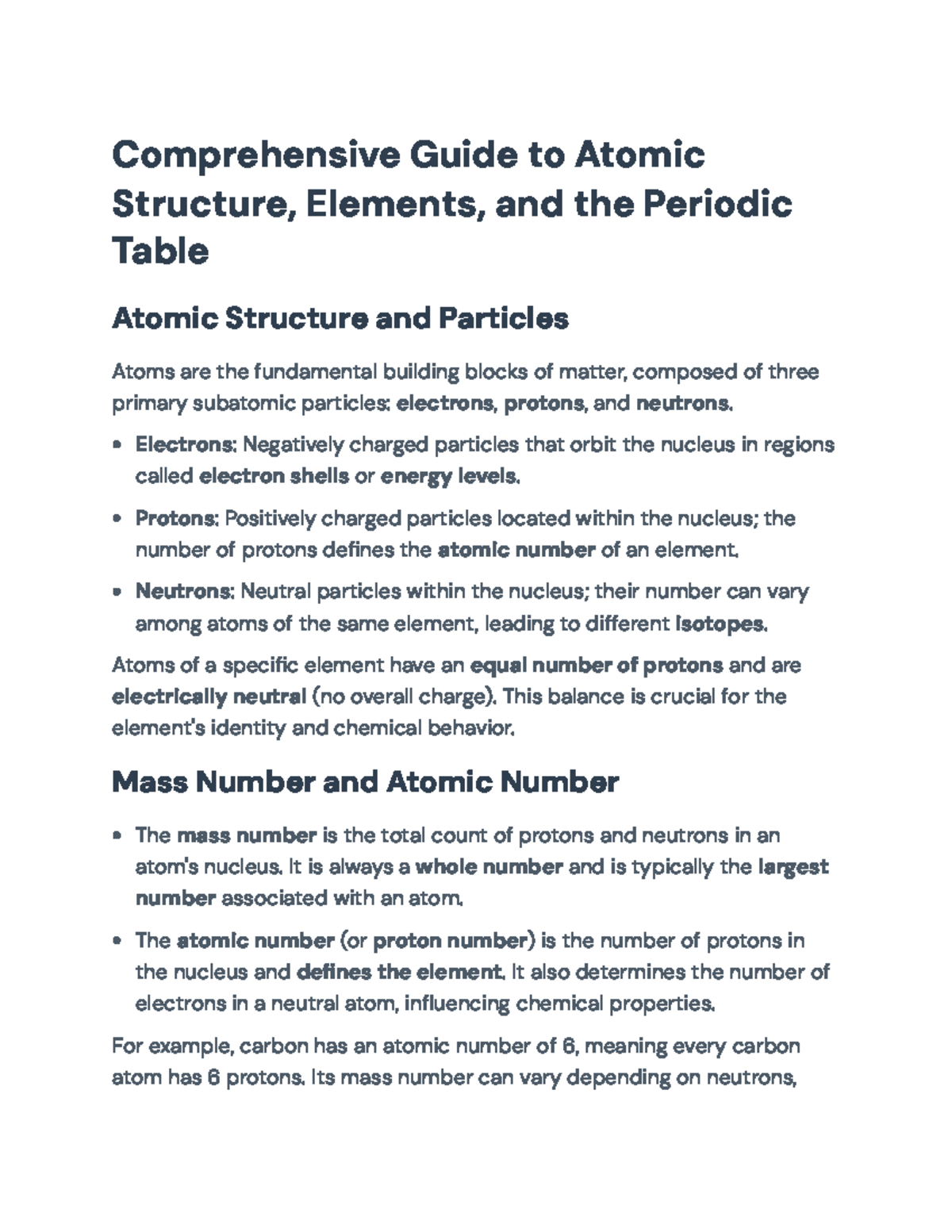 Comprehensive Guide to Atomic Structure & Periodic Trends (CHEM 101 ...