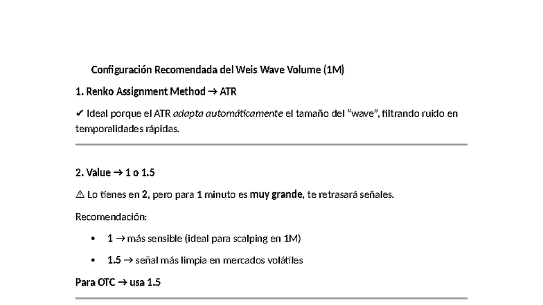 Configuración del Weis Wave Volume (1M) y Método Renko - Studocu