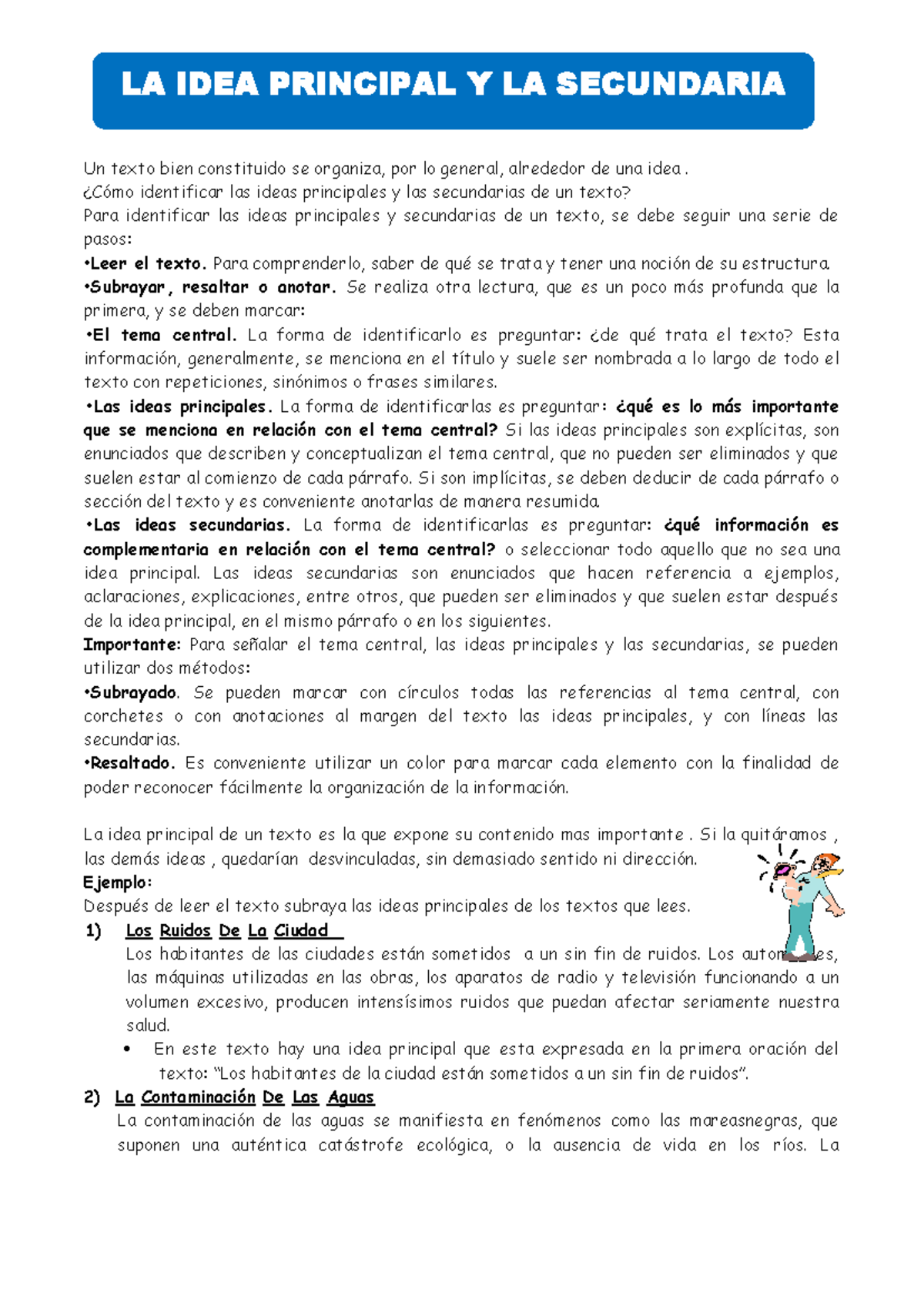 LA IDEA PRINCIPAL Y SECUNDARIA EN TEXTOS: GUÍA Y EJERCICIOS - Studocu