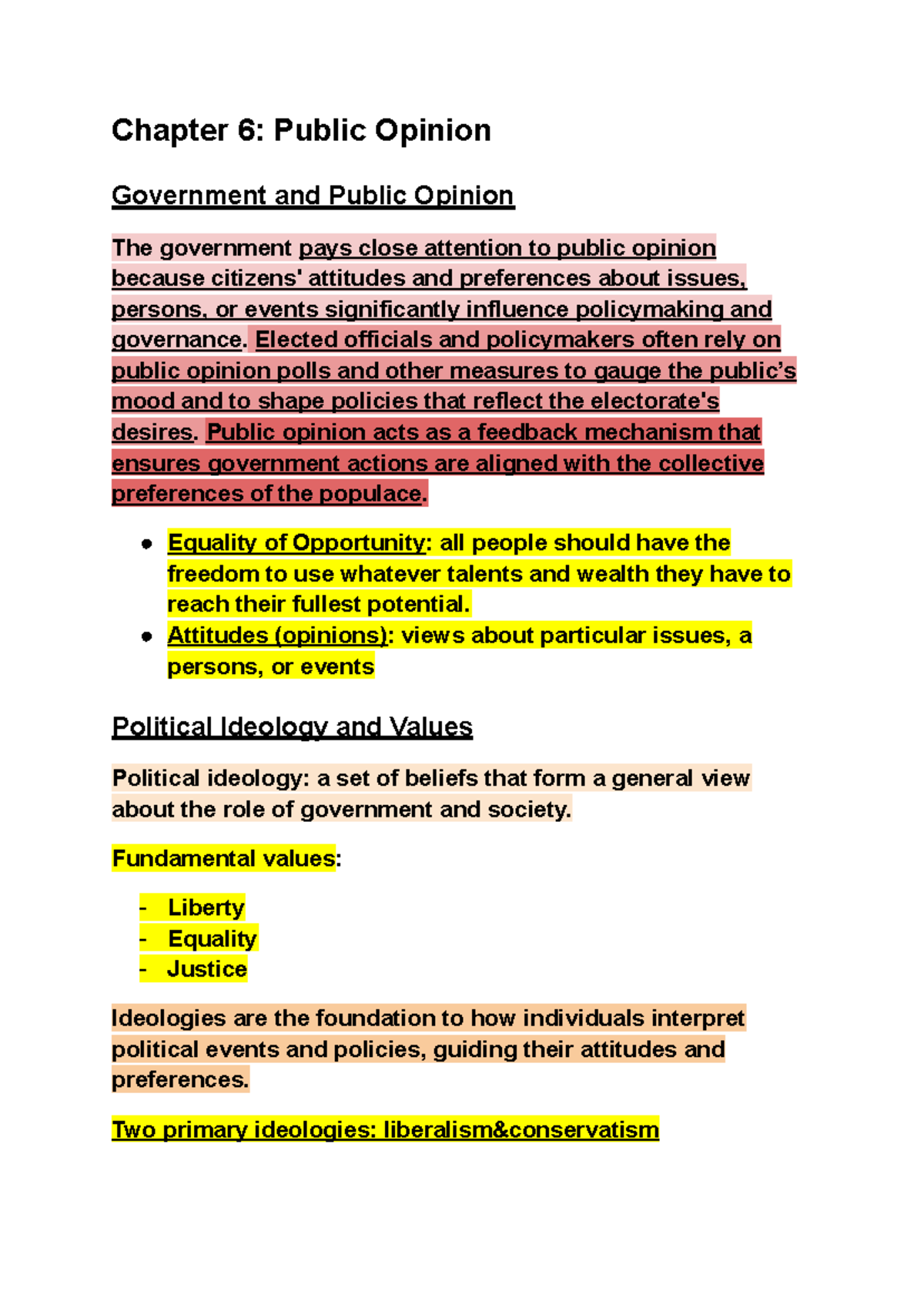 Public Opinion and Political Ideologies: An Overview - Ch. 6 - Studocu