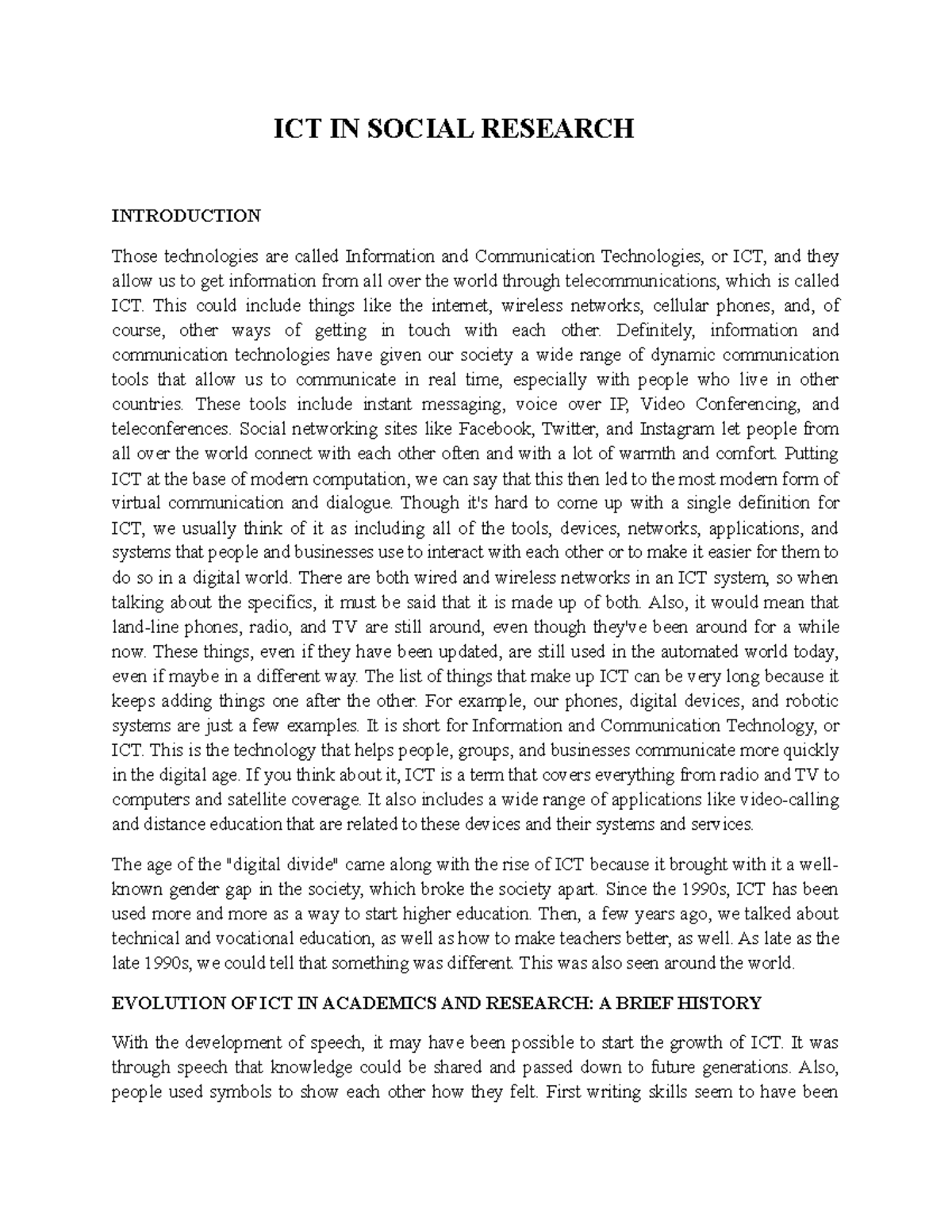 ICT IN Social Research - Those technologies are called Information and ...