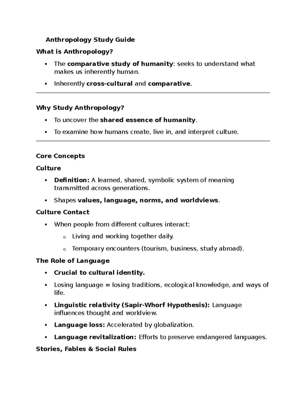 Anthropology Study Guide: Understanding Humanity and Culture - Studocu