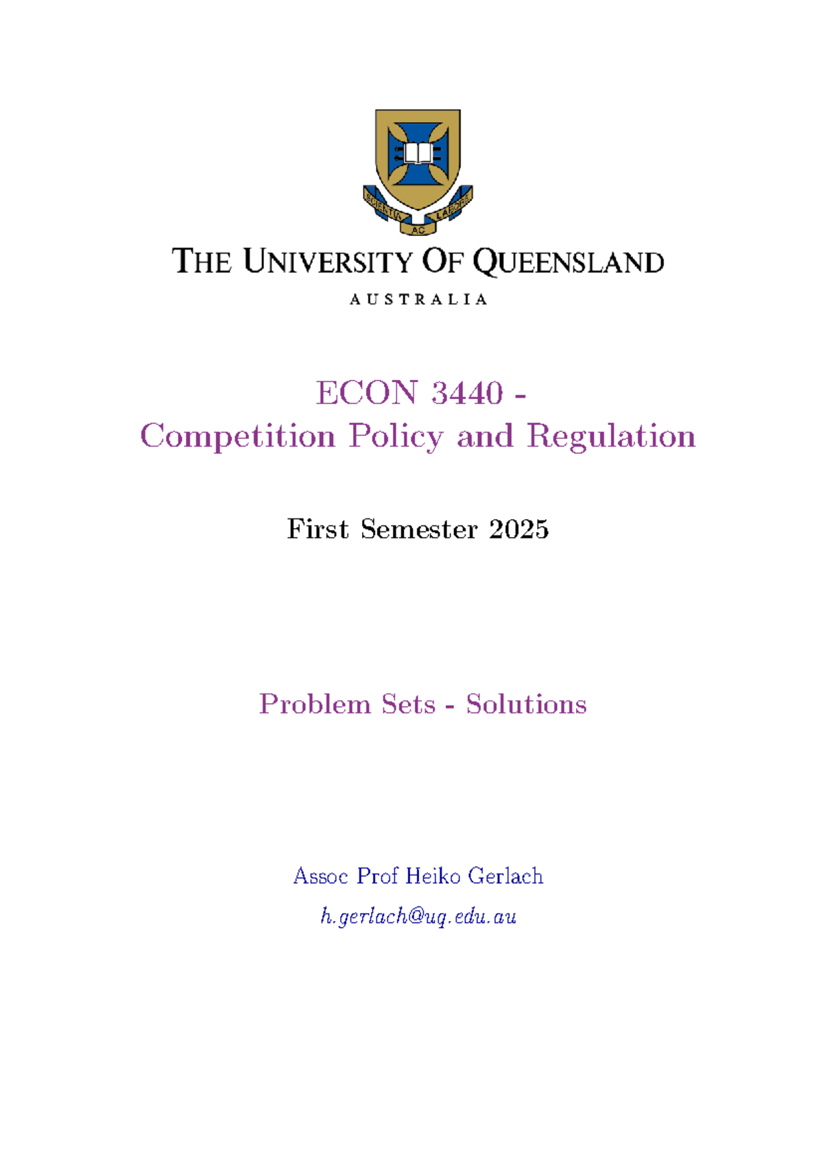 ECON 3440 Competition Policy & Regulation: Problem Set 1 Solutions ...