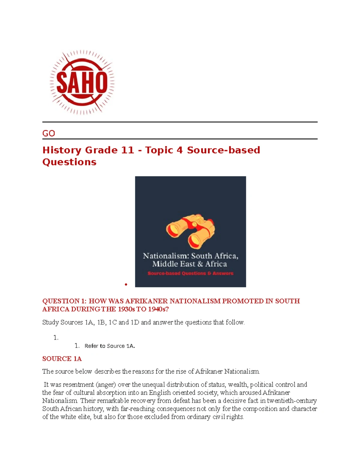 History Paper TWO Essay Revison 2024 - GRADE 12 2024 HISTORY PAPER TWO ESSAY PRACTICE QUESTION 4 ...