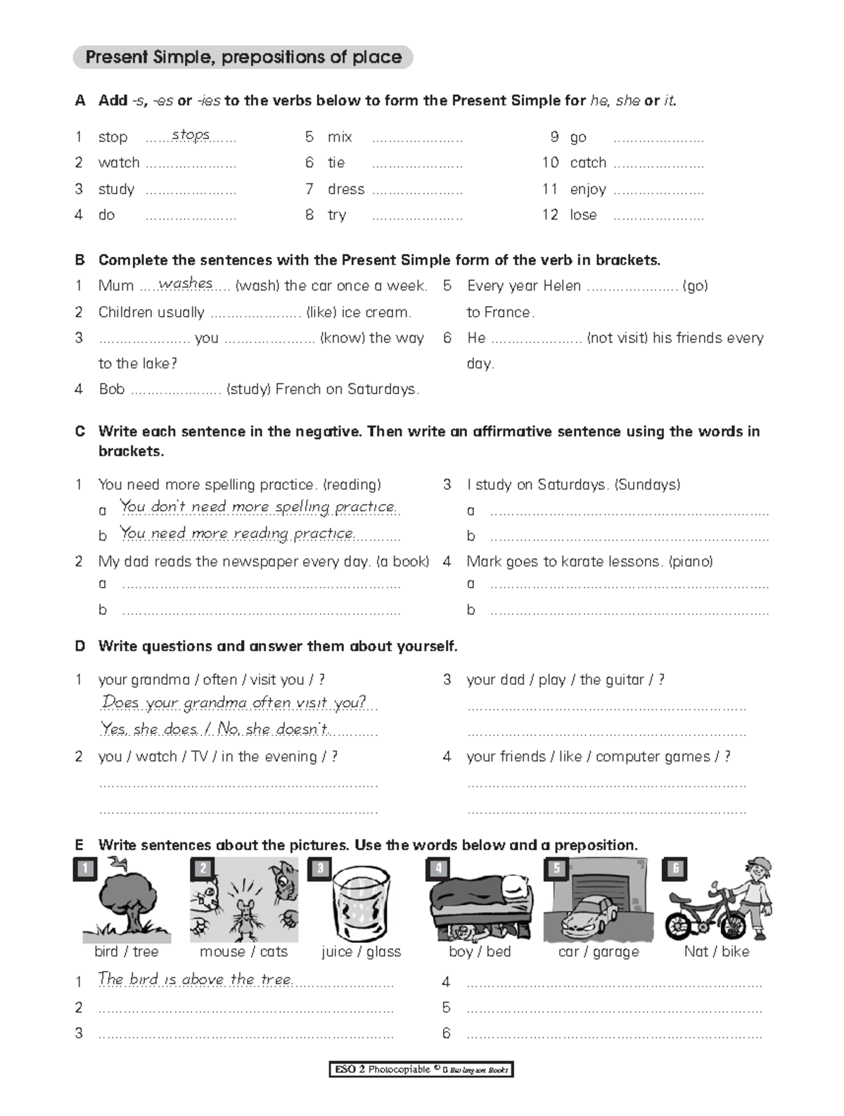 Present Simple 2 - Practice English 2 - Present Simple, prepositions of ...