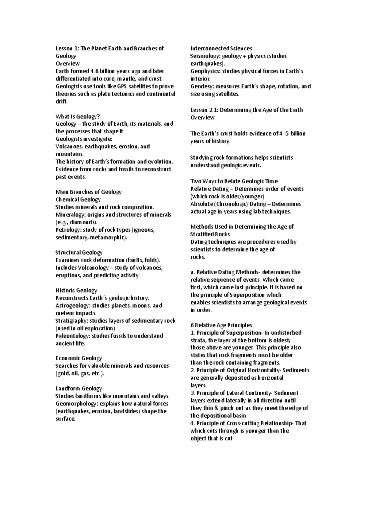 Geology Overview: Earth Formation, Branches, and Dating Methods (ESCI ...