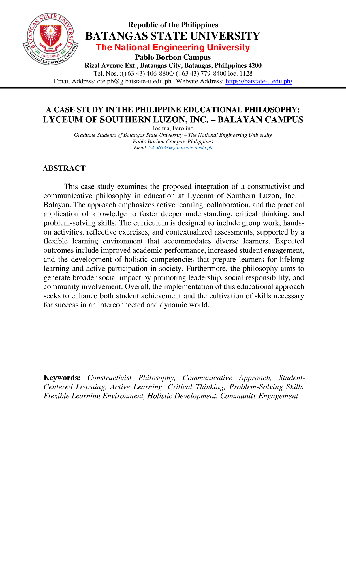 Case Study: Integrating Constructivist Philosophy in Education at LSL ...