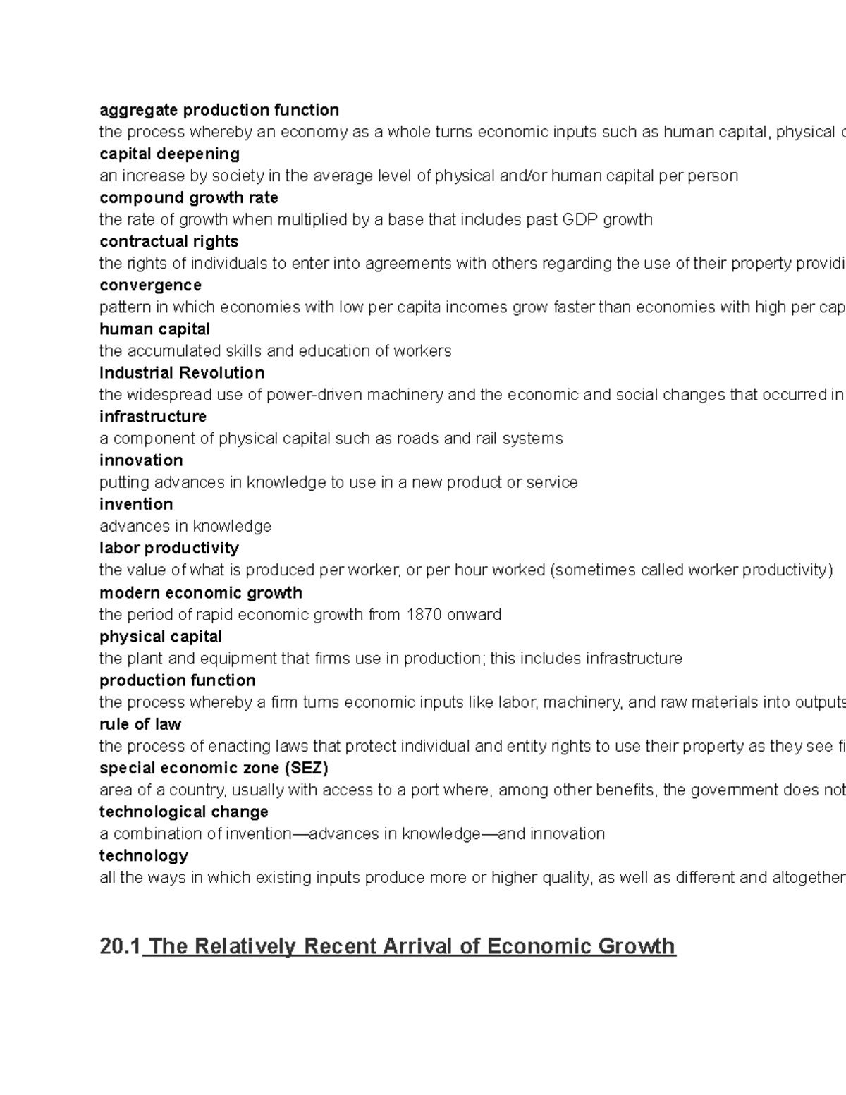 Chapter 20 - Economic Growth: Aggregate Production Function & Labor ...
