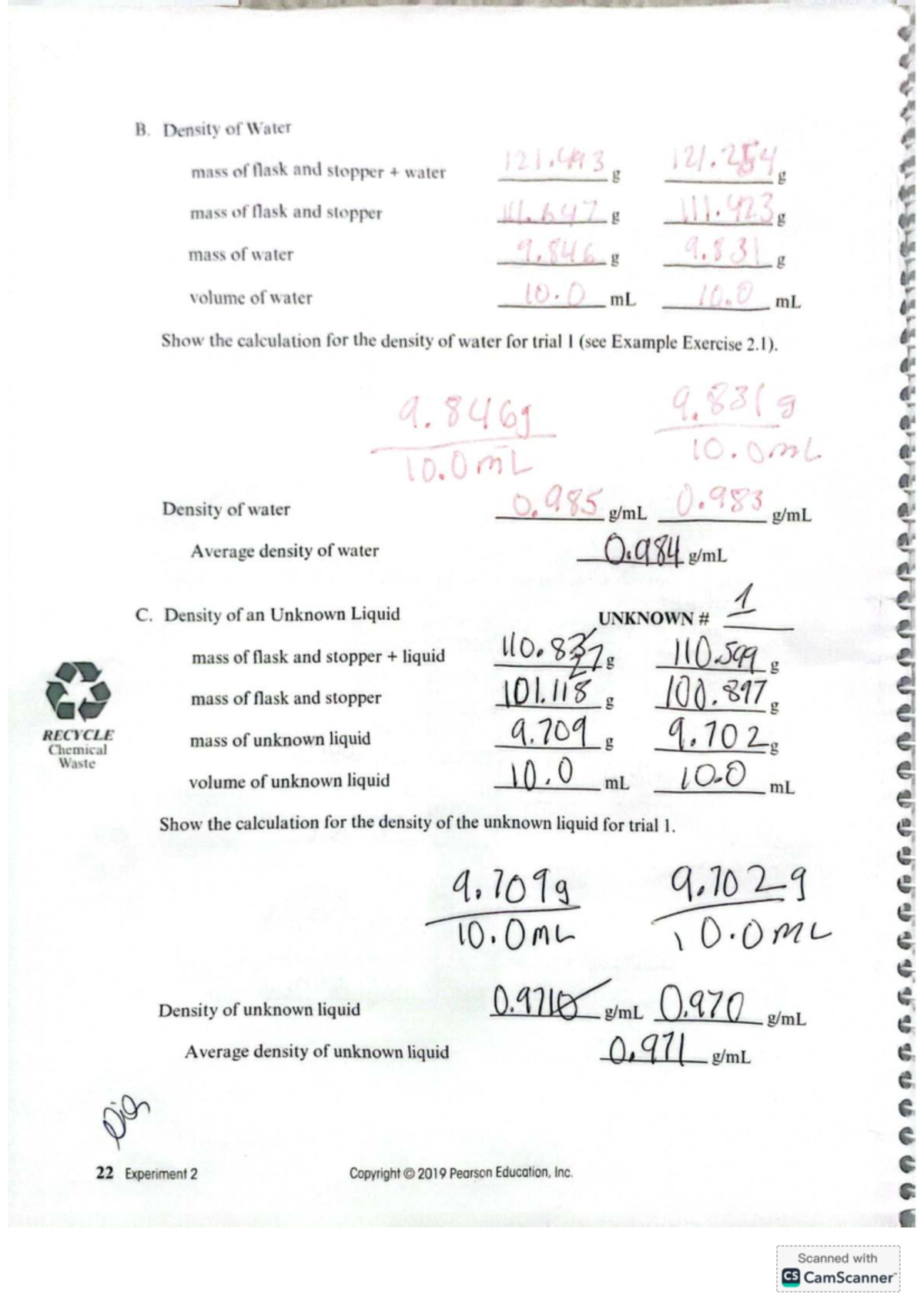 Lab 2: Density Calculations for Water and Unknown Liquid - Studocu